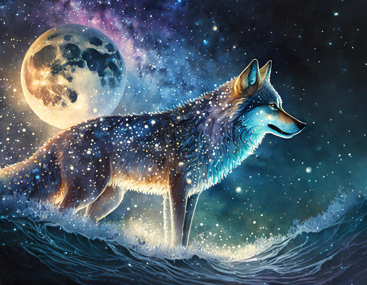 Diamond painting wolf volle maan | Painting Diamonds